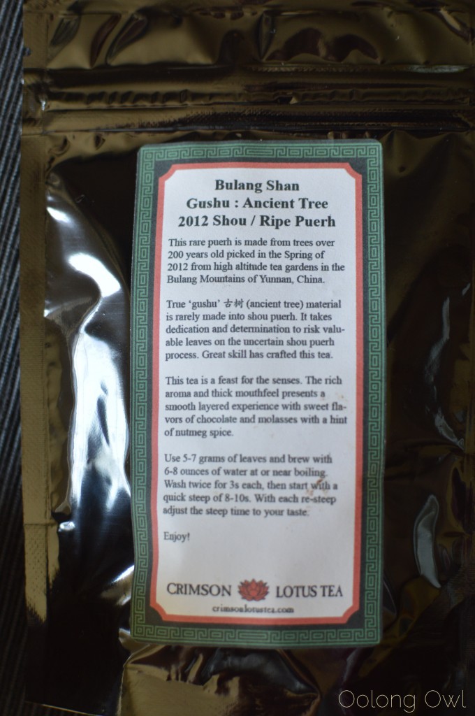 2012 Bulang Gushu Ripe Puerh from Crimson Lotus Tea